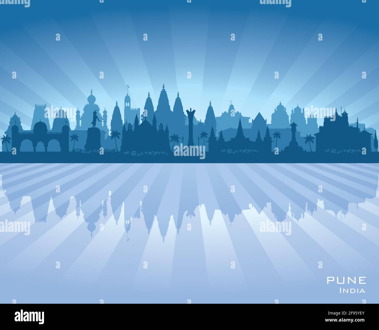 Pune India city skyline vector silhouette illustration Stock Vector ...