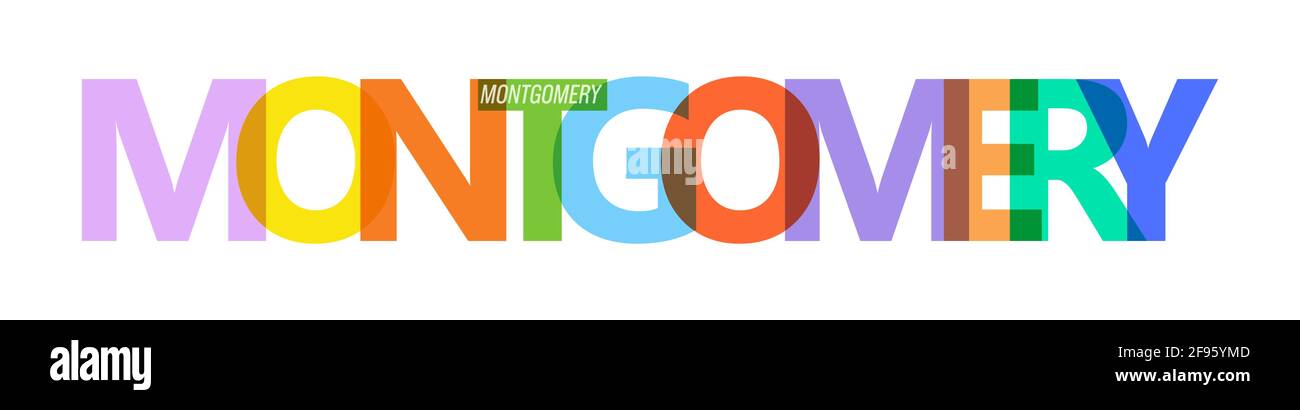 MONTGOMERY. Lettering on a white background. Vector design template for ...