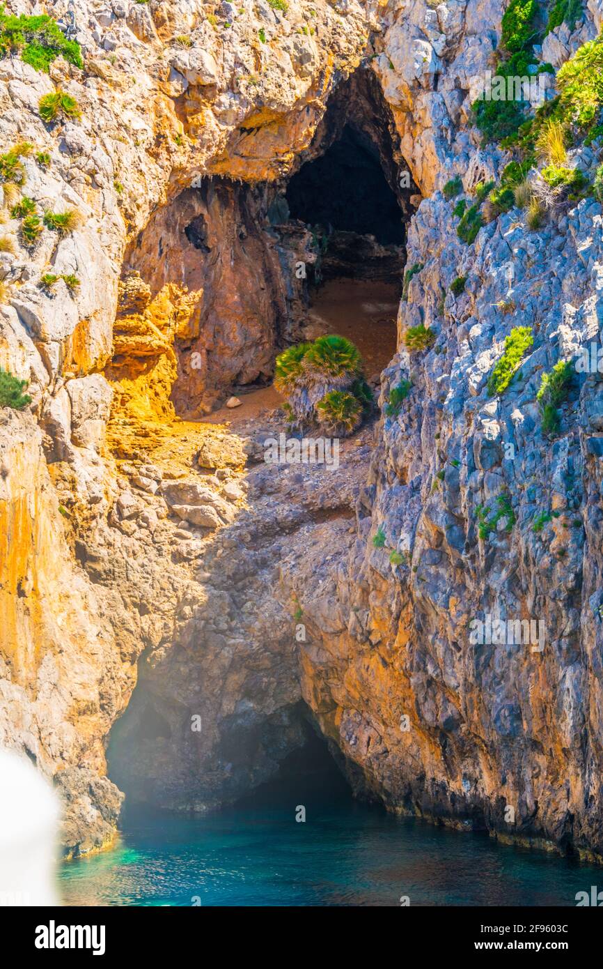 Cave at the victoria peninsula at Mallorca, Spain Stock Photo - Alamy