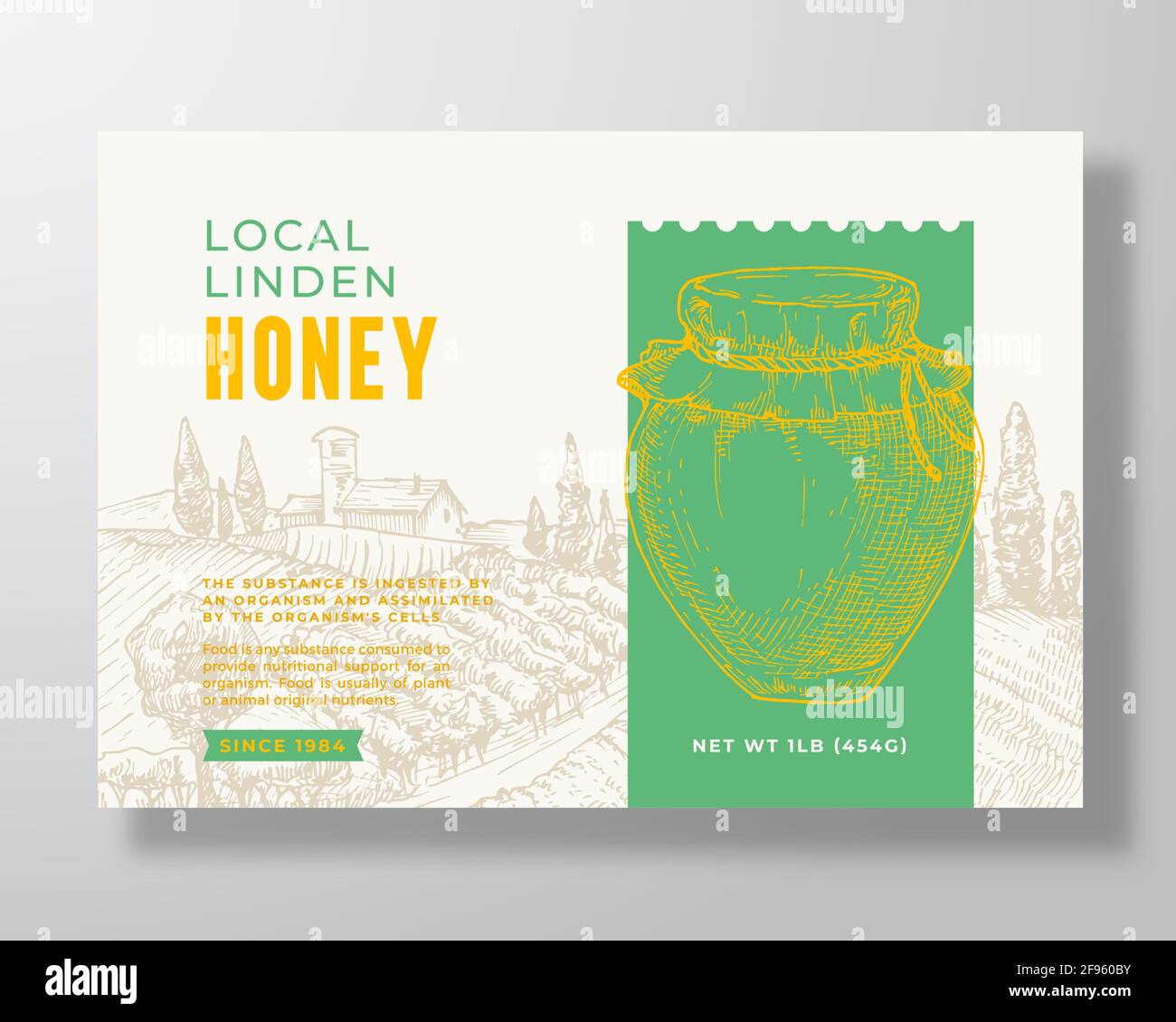 Fresh Local Honey Label Template. Abstract Vector Packaging Design ...