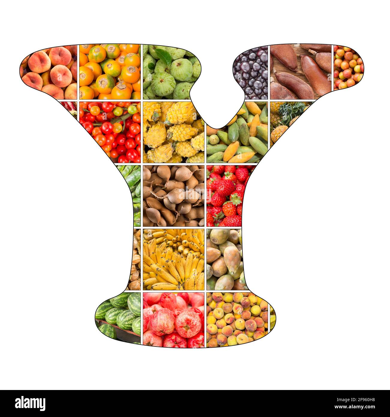Letter Y of the alphabet with fruit background Stock Photo - Alamy