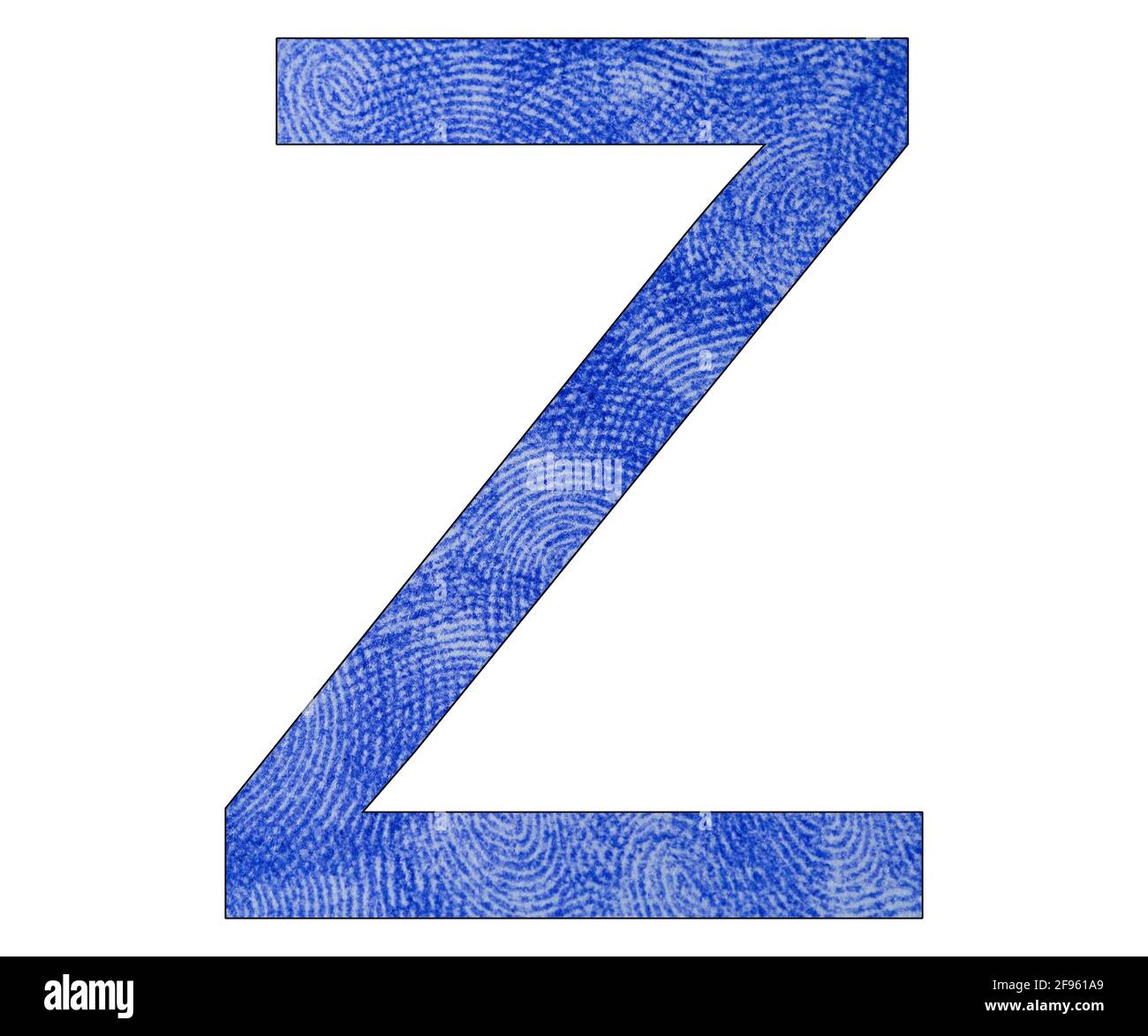 Blue fingerprint - Letter Z of the alphabet Stock Photo - Alamy