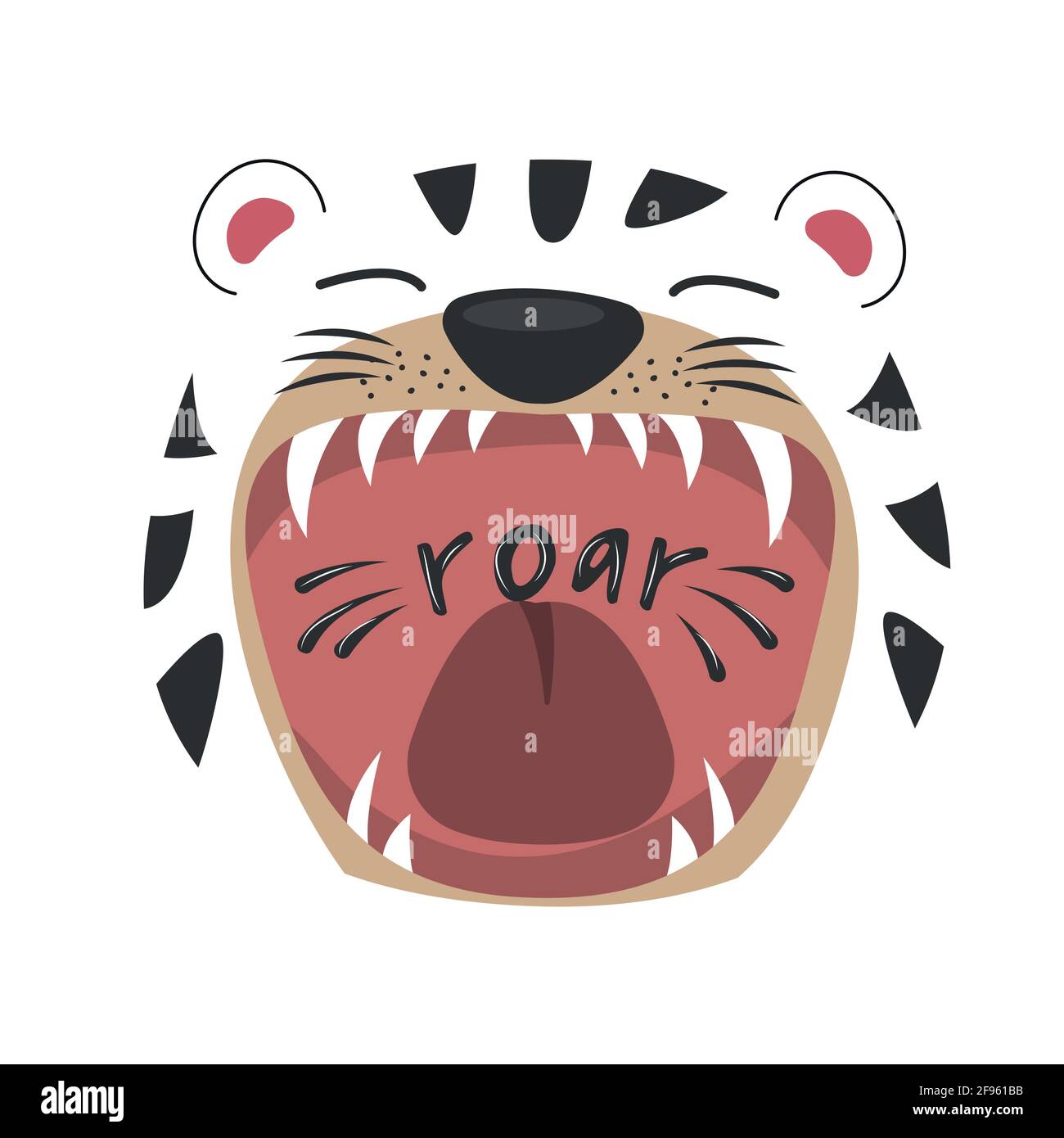 Cute cartoon tiger with open mouth roaring Stock Vector Image & Art - Alamy