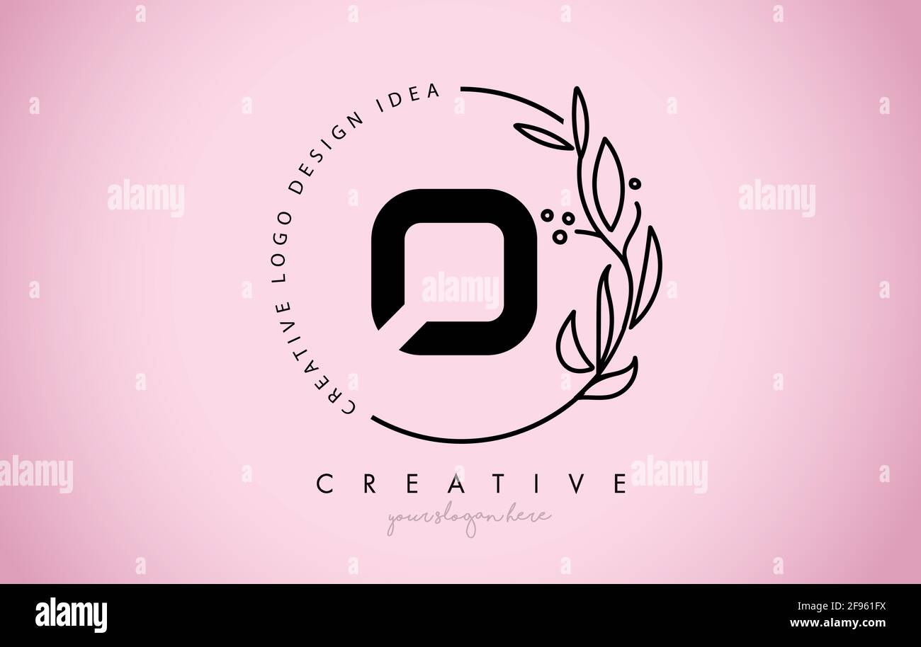 O Letter Floral Logo Design with Creative Elegant Leaf Monogram Branch ...