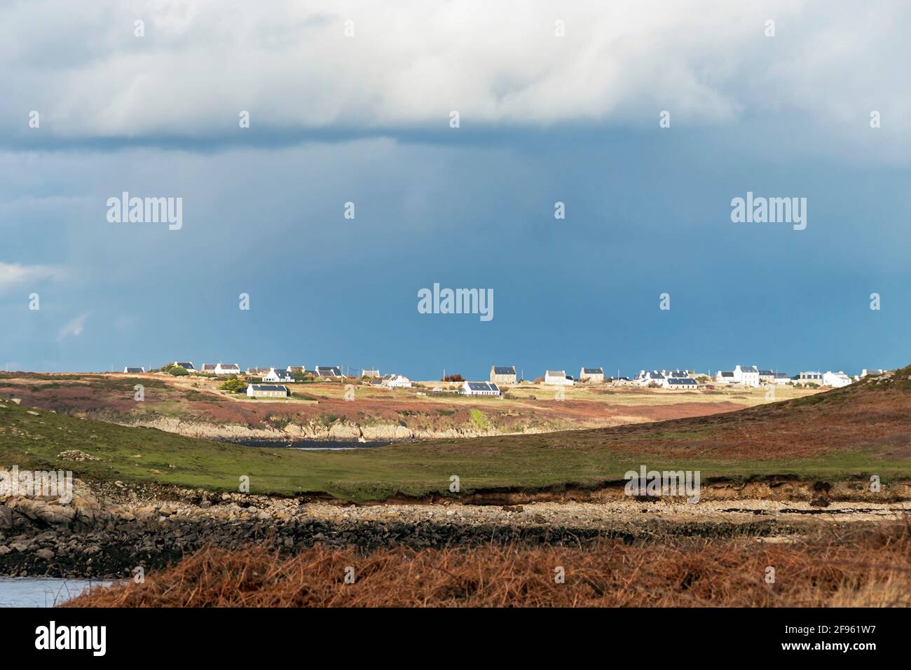 Plage du Prat, Ouessant, island of Ushant in Brittany, french rocky ...