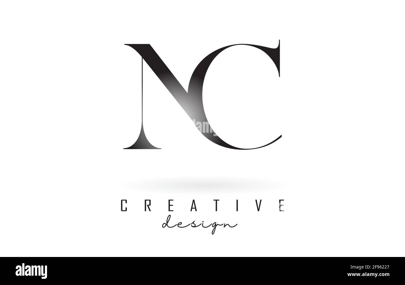 NC n c letter design logo logotype concept with serif font and elegant ...