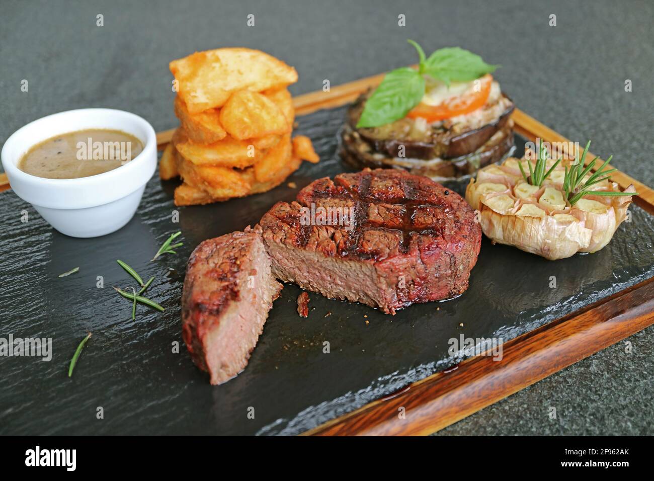 Mouthwatering Pink Brown Texture of Cut Medium Well Grilled Filet ...