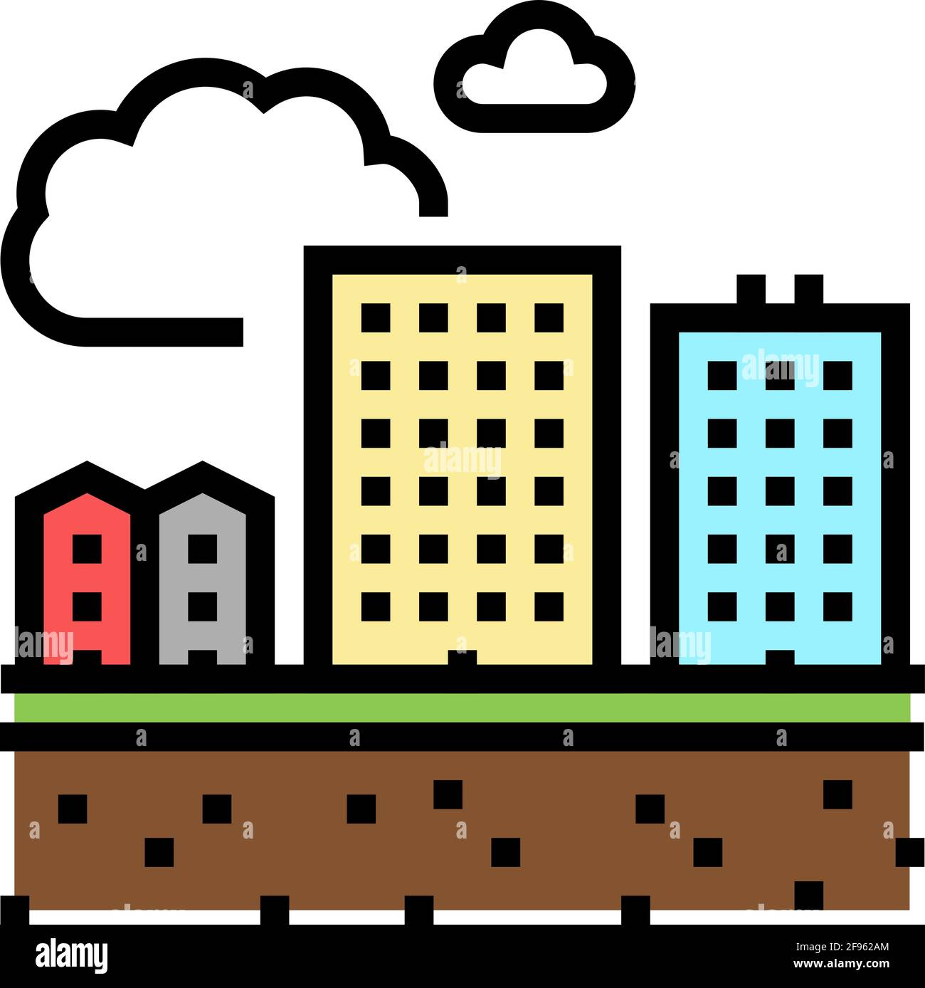 residential apartment zone land color icon vector illustration Stock ...