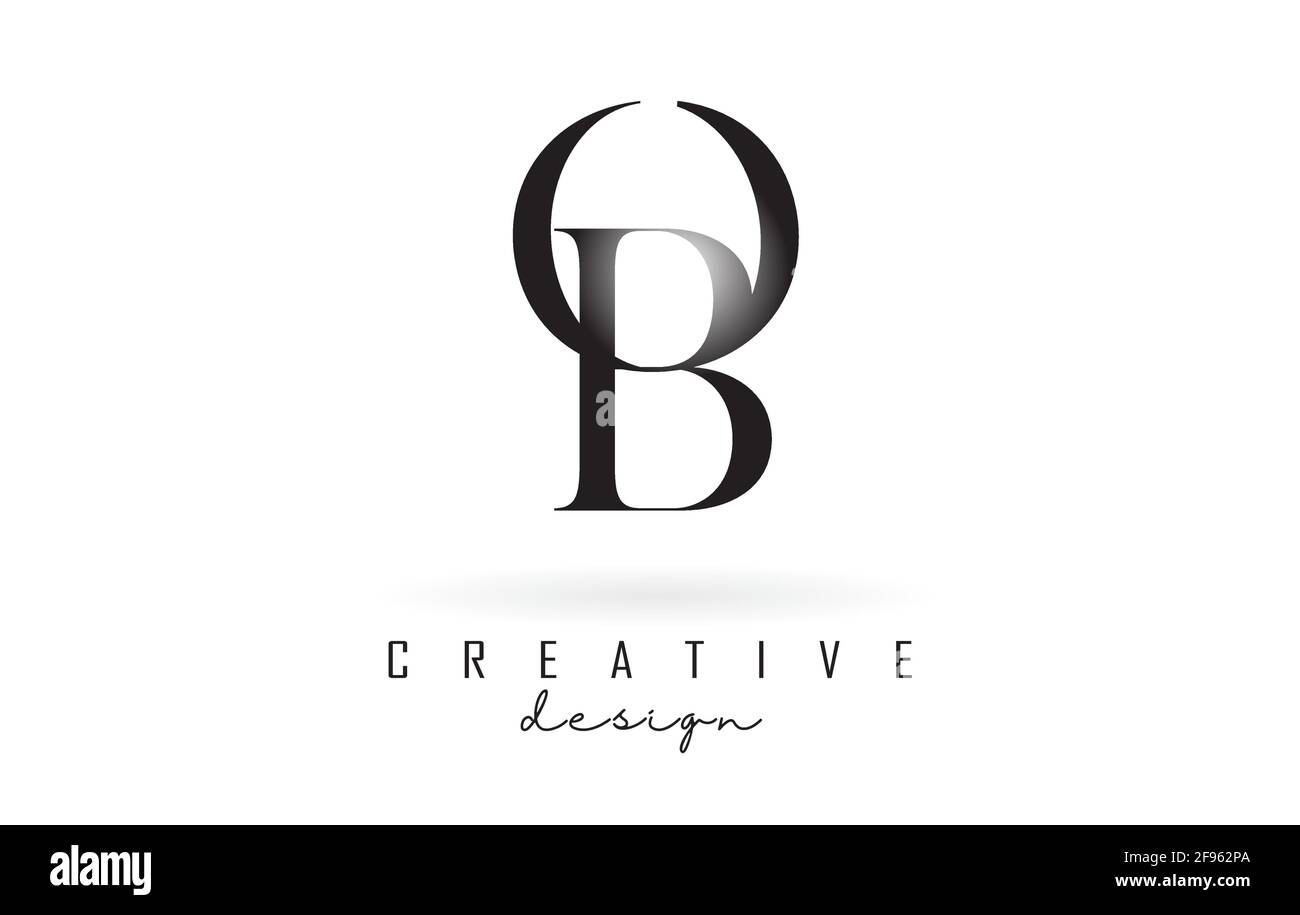 OB o b letter design logo logotype concept with serif font and elegant ...