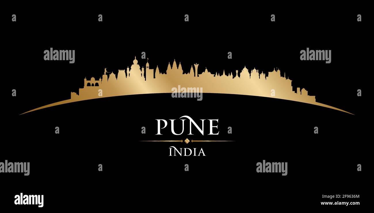 Pune India city skyline silhouette. Vector illustration Stock Vector ...