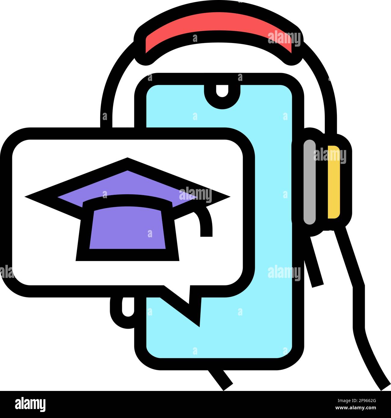 listen lesson phone app color icon vector illustration Stock Vector ...