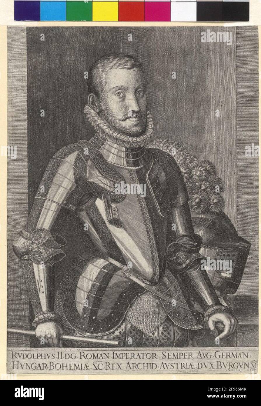 Portrait of Kaiser Rudolf II. Copper engraving by Martin Rota Stock ...