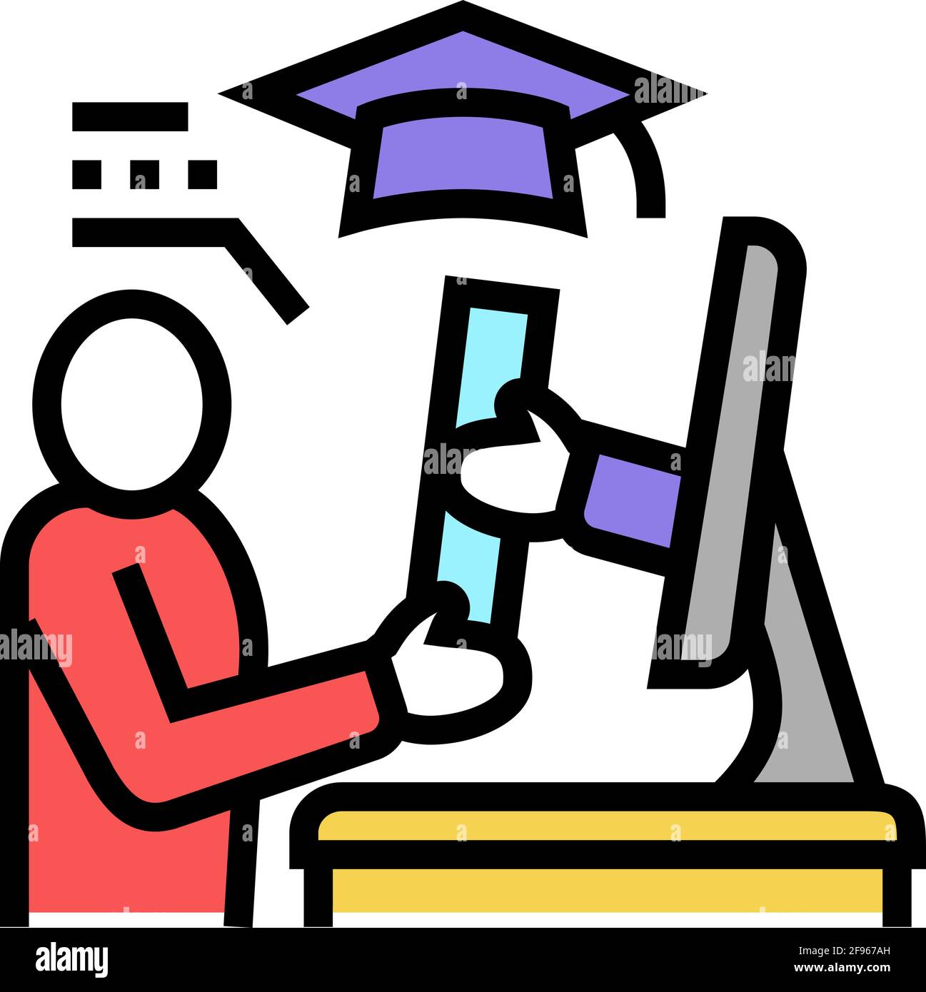 online graduate color icon vector illustration Stock Vector Image & Art ...