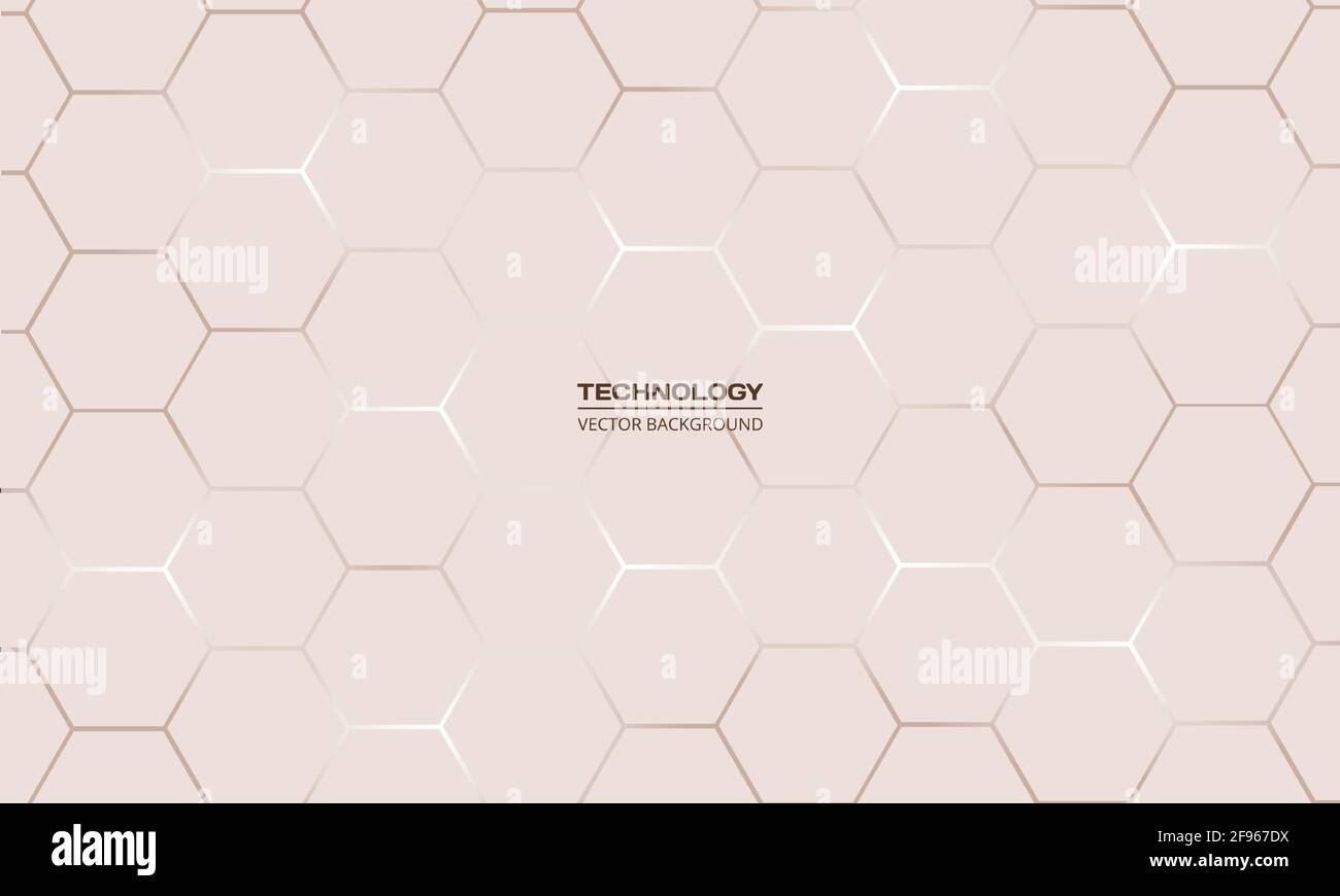 Light hexagonal technology vector abstract background. Brown bright ...