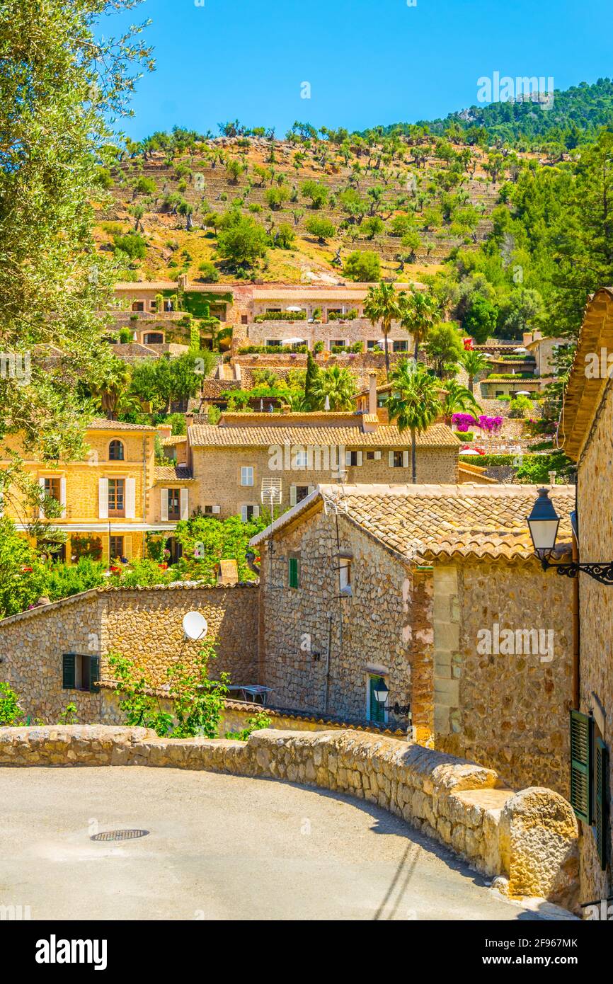 a narrow street in the spanish town Deia at Mallorca Stock Photo - Alamy
