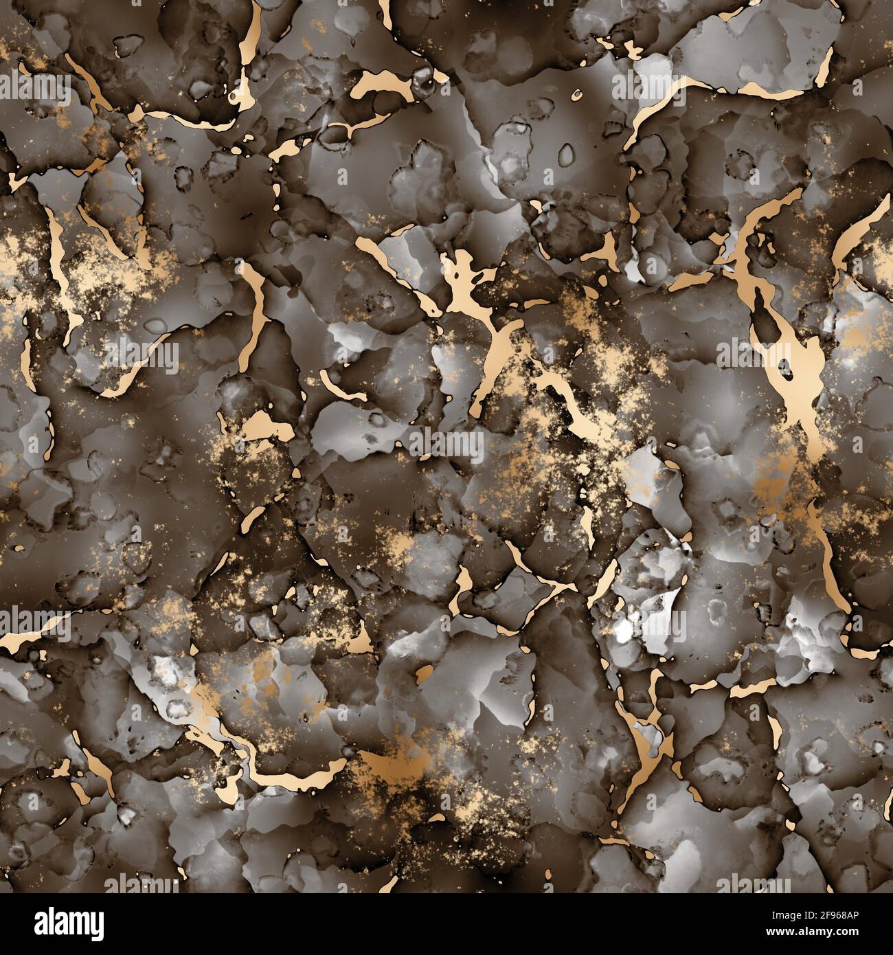 Seamless abstract alcohol ink art with gold leaf overlay Stock Photo ...