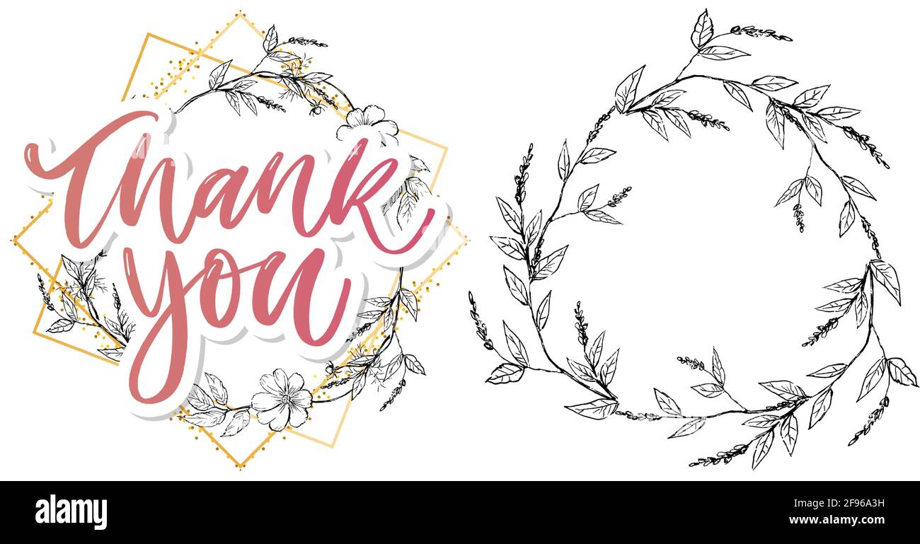 Cute Thank You Script Card Stock Vector Image & Art - Alamy