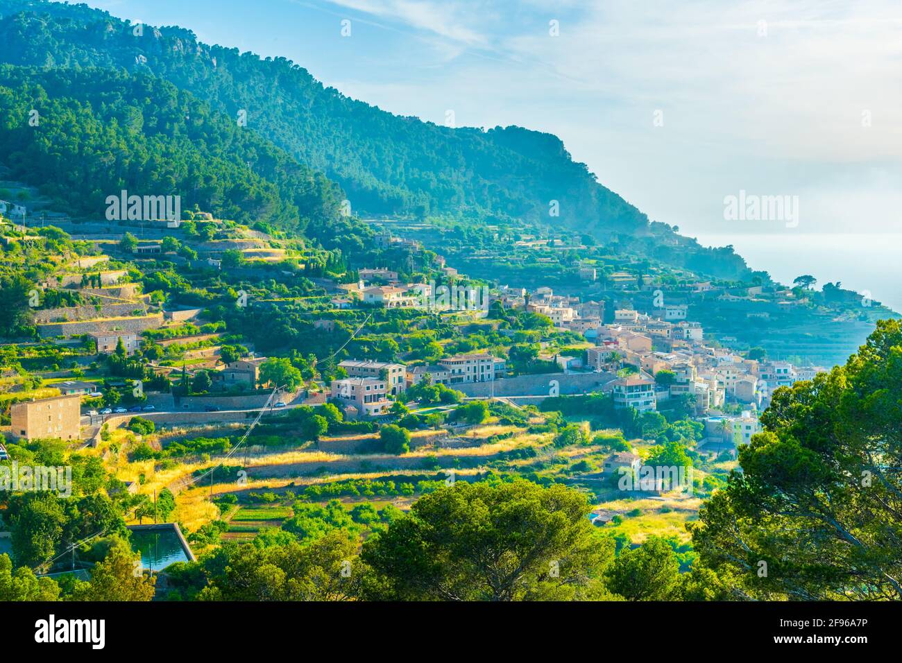 Aerial view of Banyalbufar, Mallorca, Spain Stock Photo - Alamy