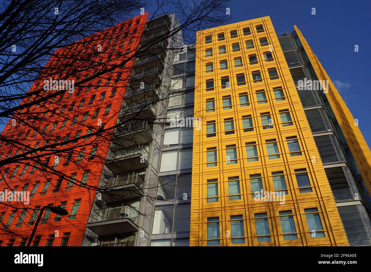 London, UK: the colourful facade of Central Saint Giles buildings near ...