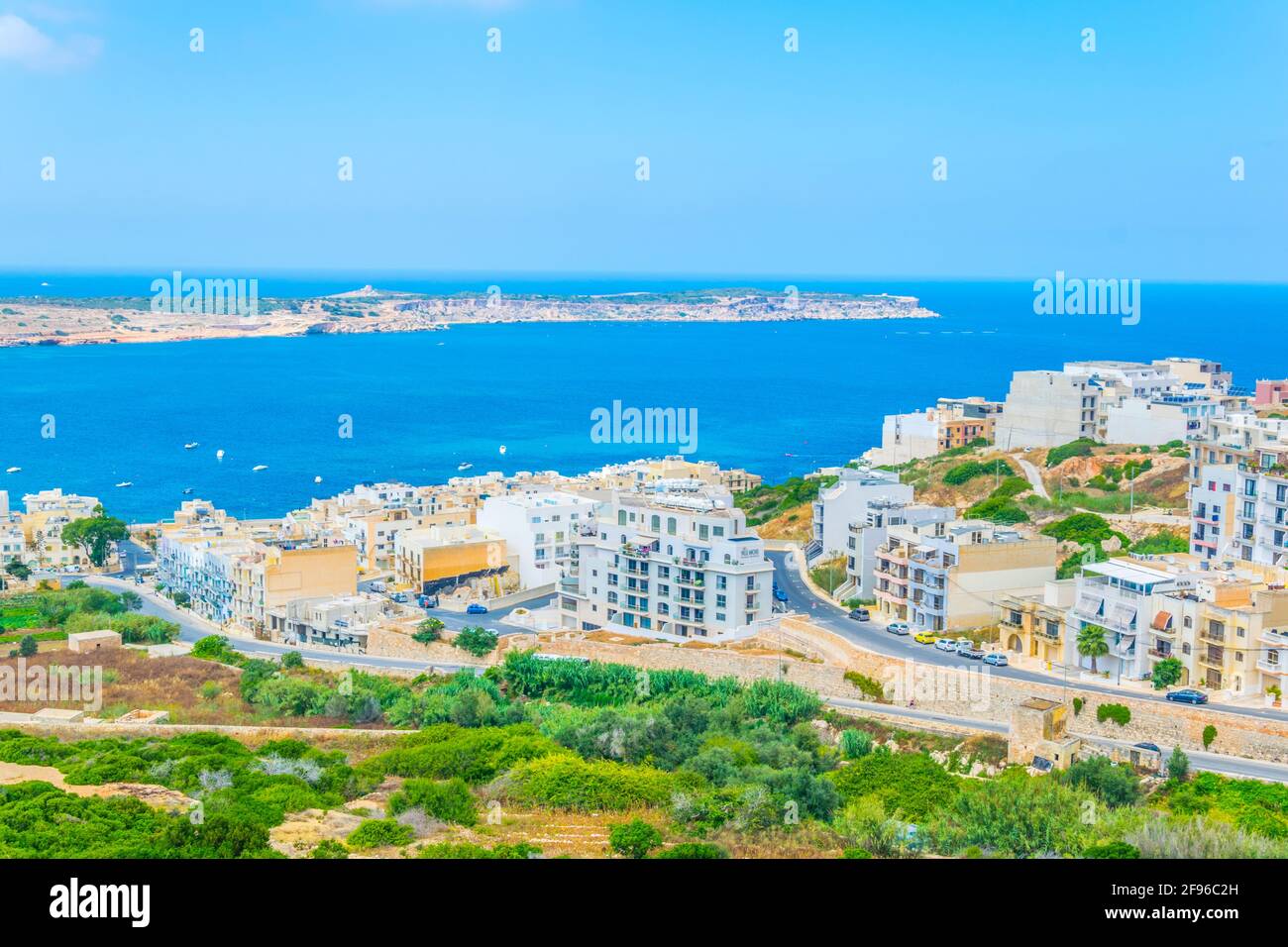 Aerial view of Mellieha, Malta Stock Photo - Alamy