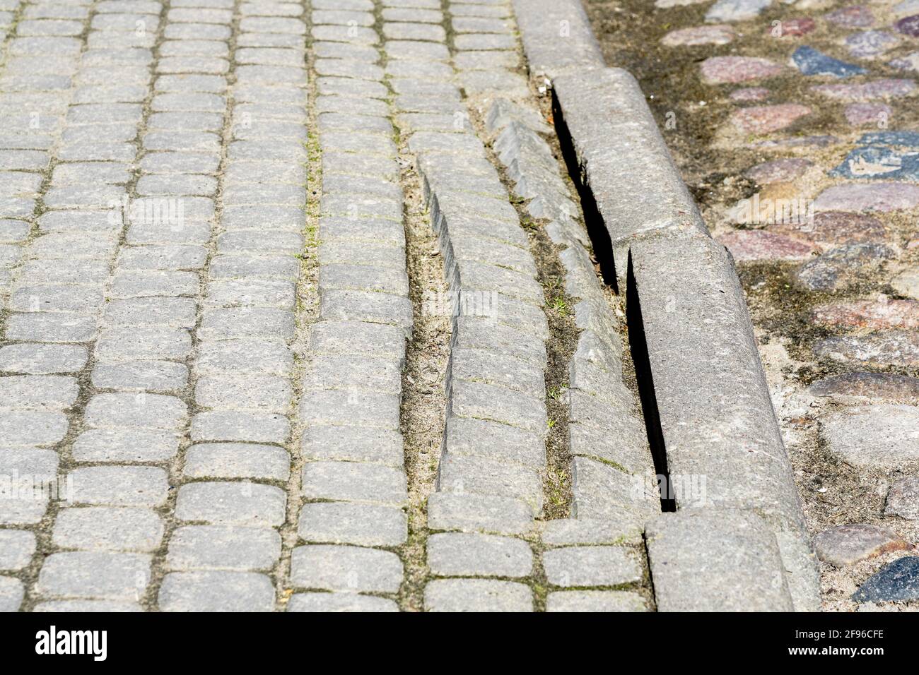deformation of cobblestone pavement due to incorrectly prepared base ...