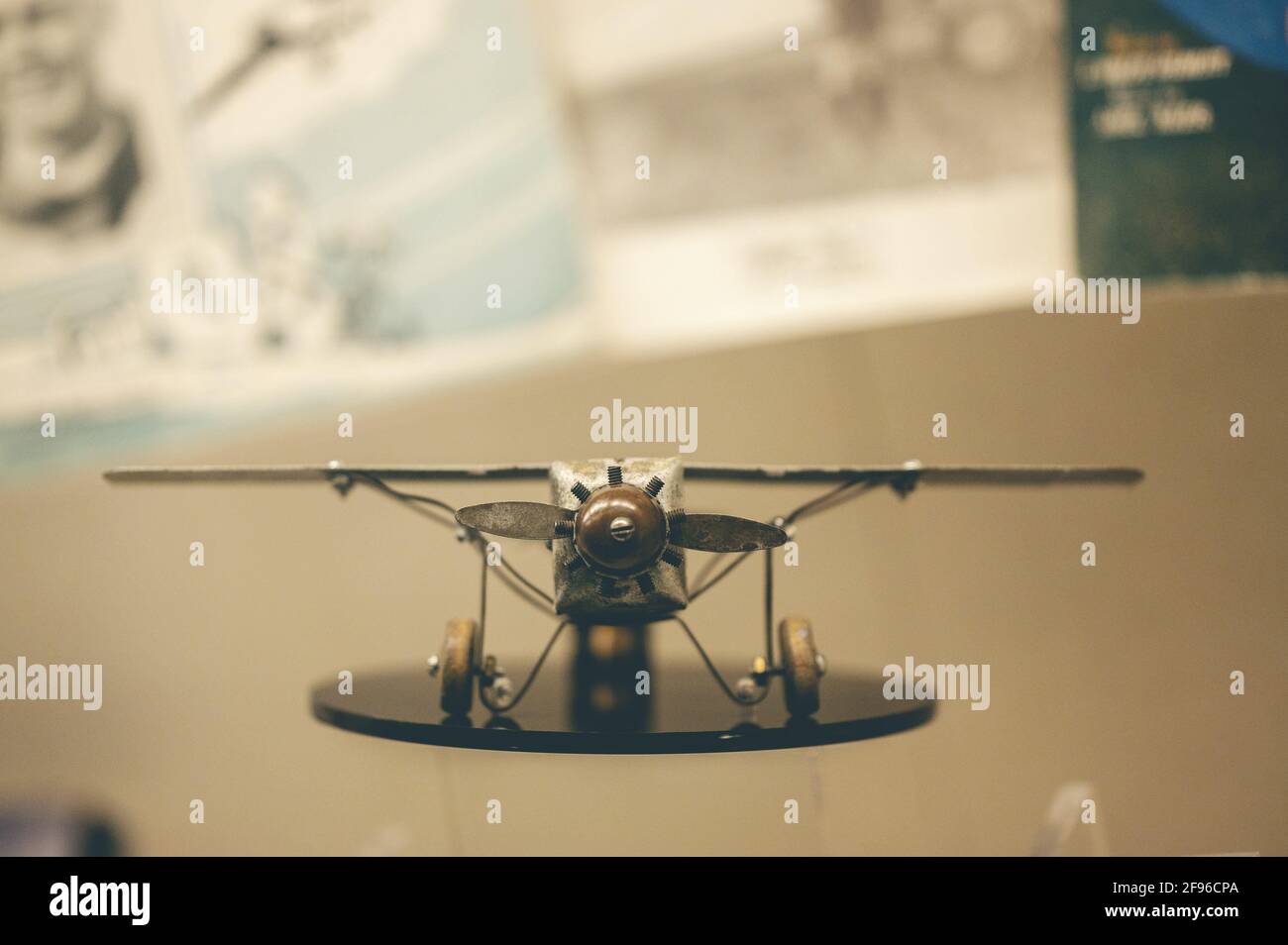 Old metallic helicopter model in a museum Stock Photo - Alamy