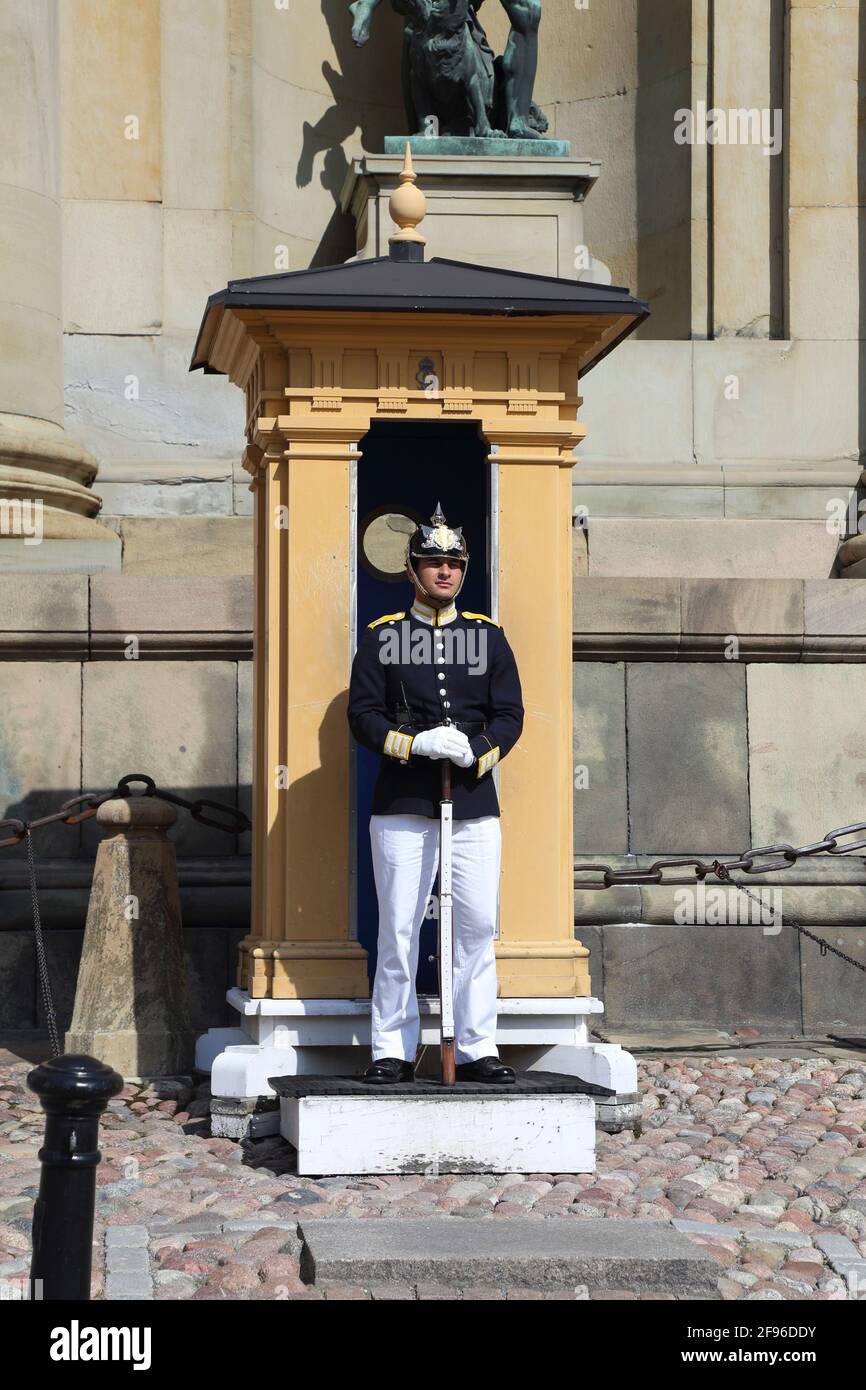 Sweden, Stockholm, Sweden, Stockholms slott (castle), guard Stock Photo ...