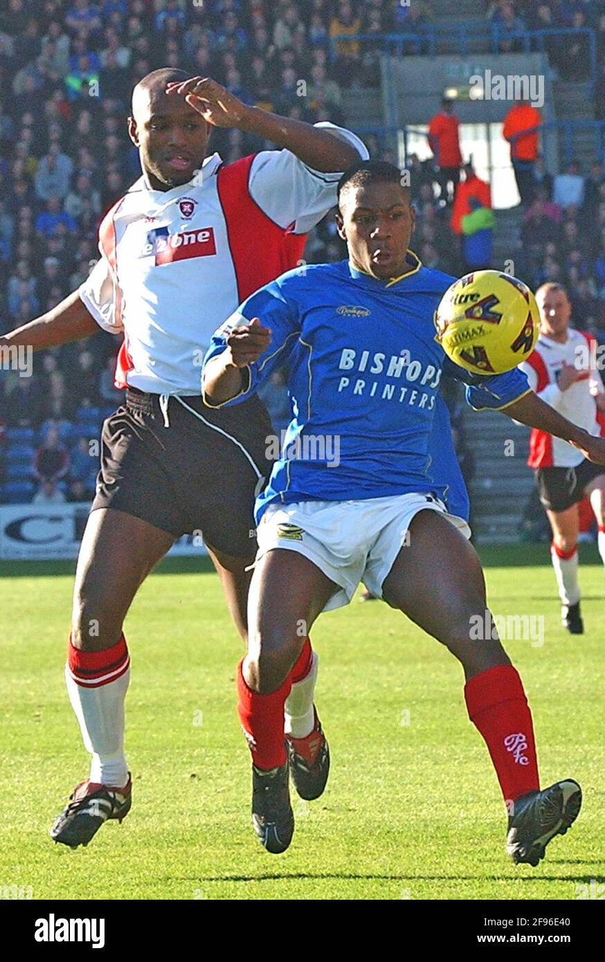 PORTSMOUT V ROTHERHAM COURTNEY PITT BATTLES WITH MARVIN BRYAN. PIC MIKE ...