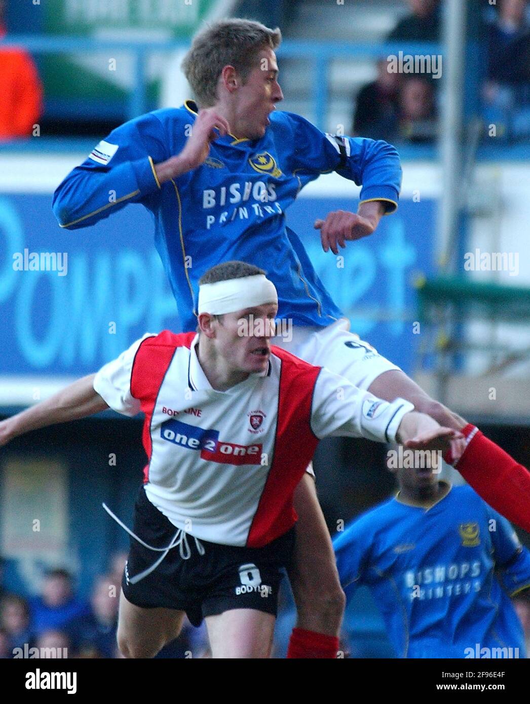 PORTSMOUTH V ROTHERHAM PETER CROUCH IN AN AERIAL BATTLE WITH CHRIS ...