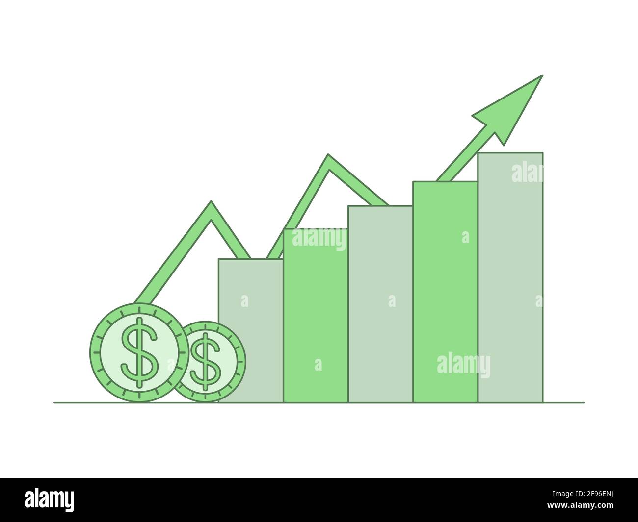 Online trading application icon design. Abstract rising financial chart ...