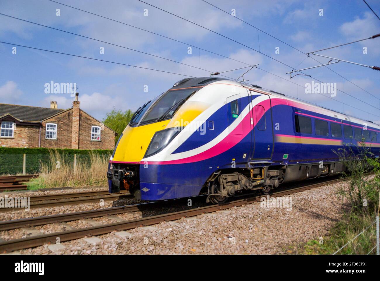 Class 180 diesel multiple unit on the East Coast main line train ...