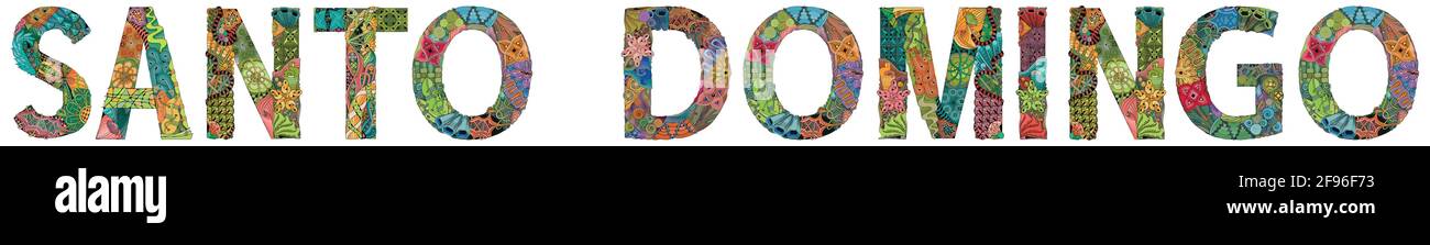 Hand-painted art design. Illustration Santo Domingo city is the capital ...