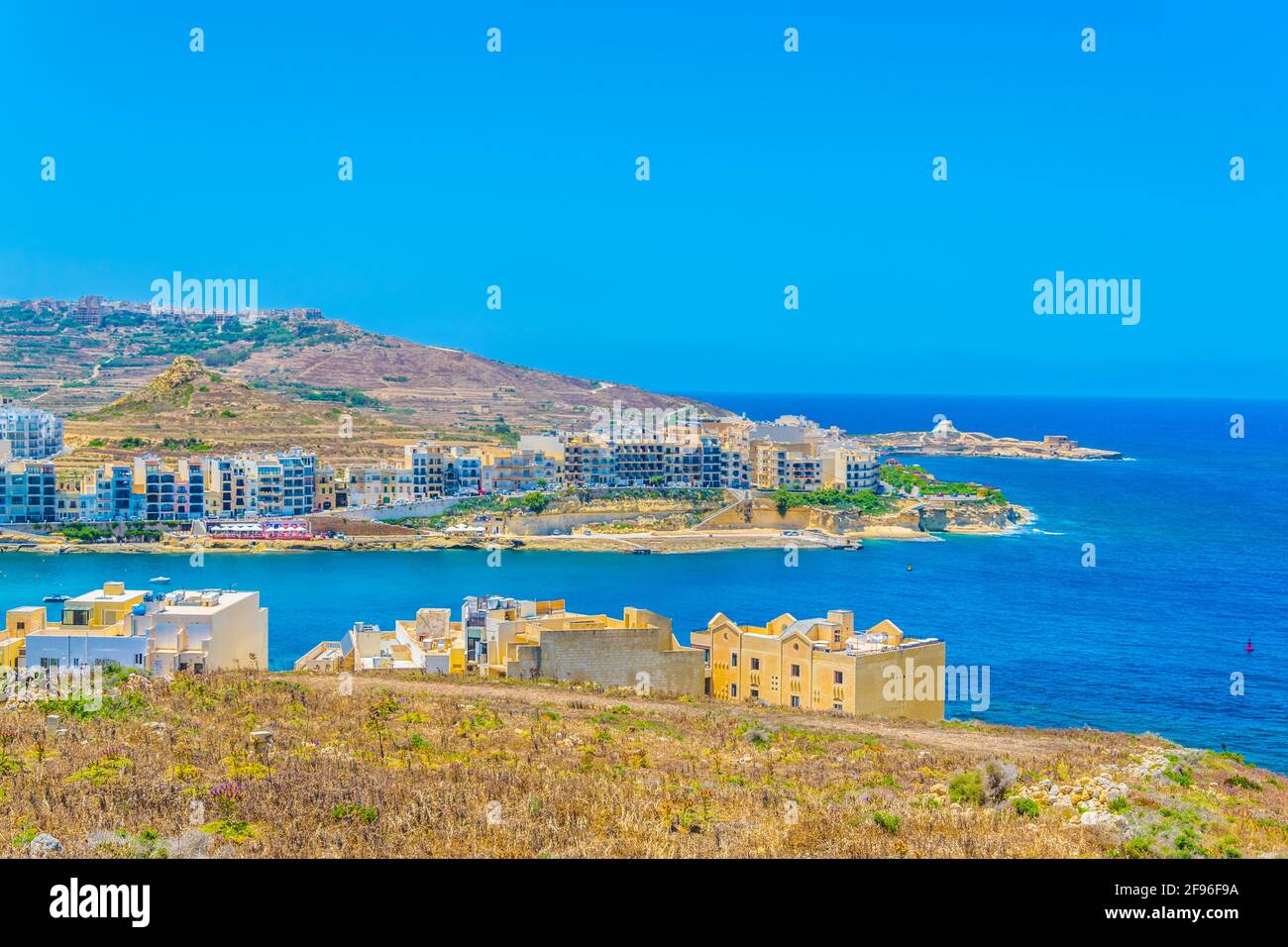 Aerial view of Marsalforn bay at Gozo, Malta Stock Photo - Alamy