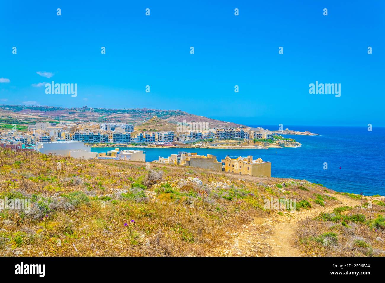 Aerial view of Marsalforn bay at Gozo, Malta Stock Photo - Alamy