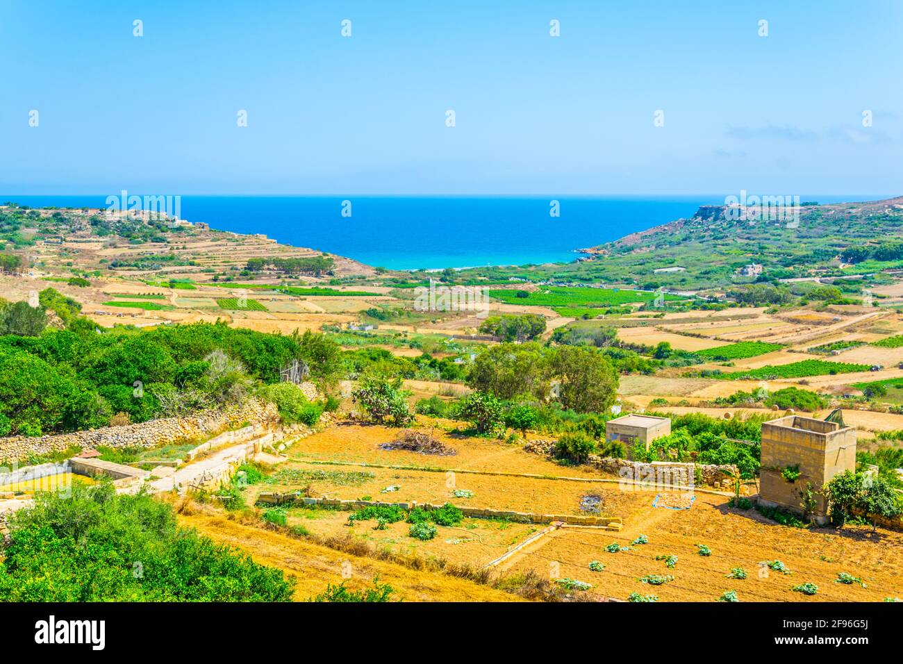 Aerial view of Ir-Ramla bay at Gozo, Malta Stock Photo - Alamy