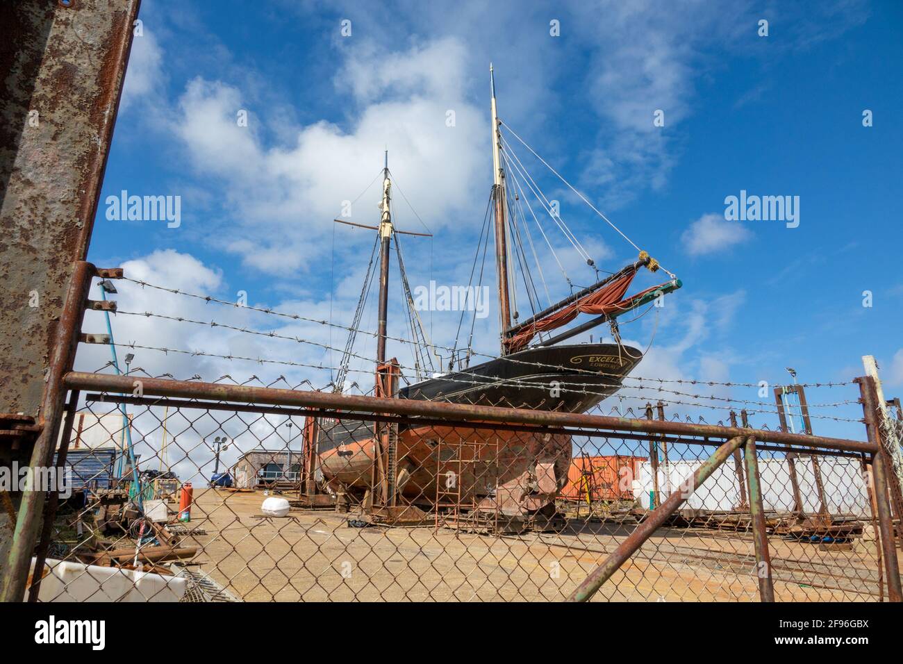 Excelsior is a Lowestoft Smack on slipway Stock Photo - Alamy