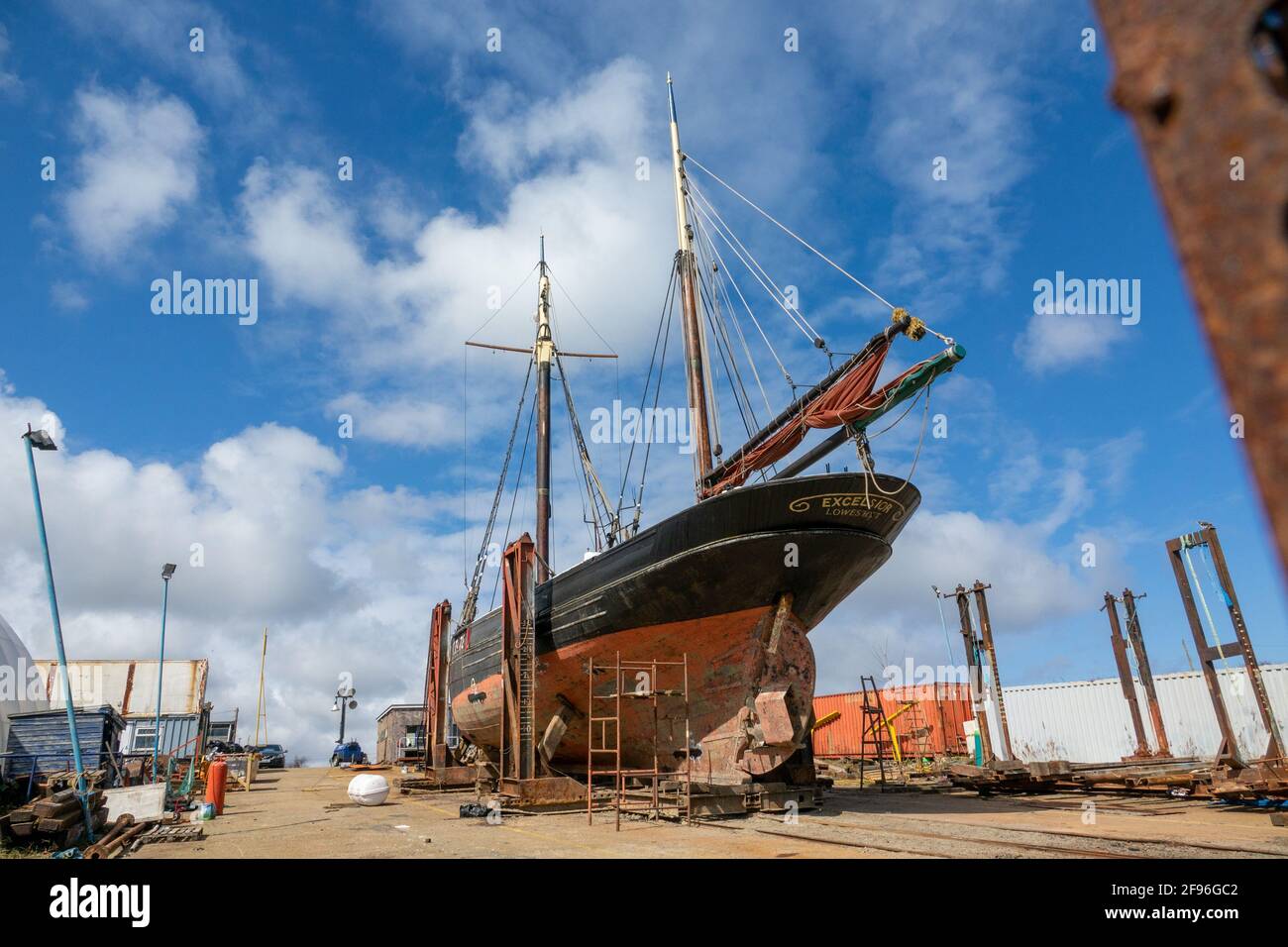 Excelsior is a Lowestoft Smack on slipway Stock Photo - Alamy