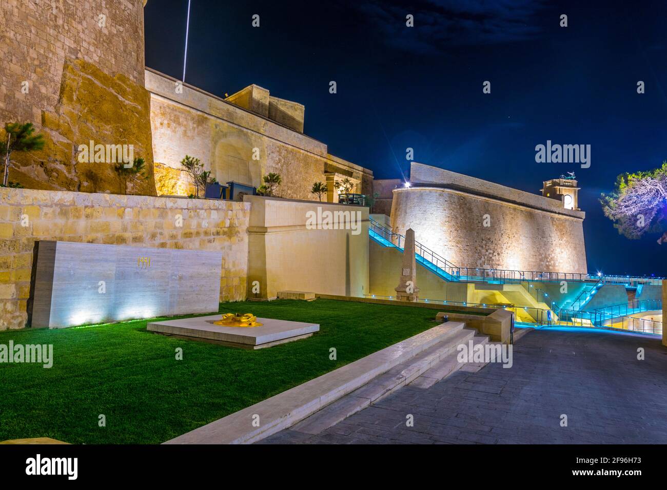 Night view of the Il-Kastell citadel in Victoria, Gozo, Malta Stock ...
