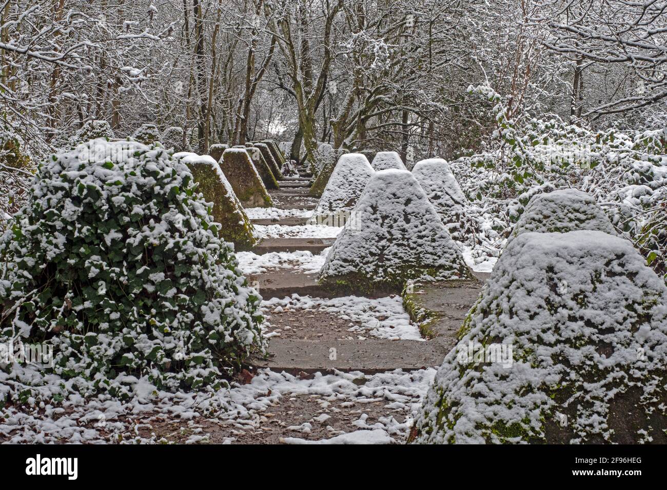 Cusp line in winter, anti-tank barrier of the Siegfried Line near ...