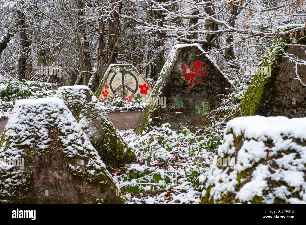 Cusp line in winter, anti-tank barrier of the Siegfried Line near ...