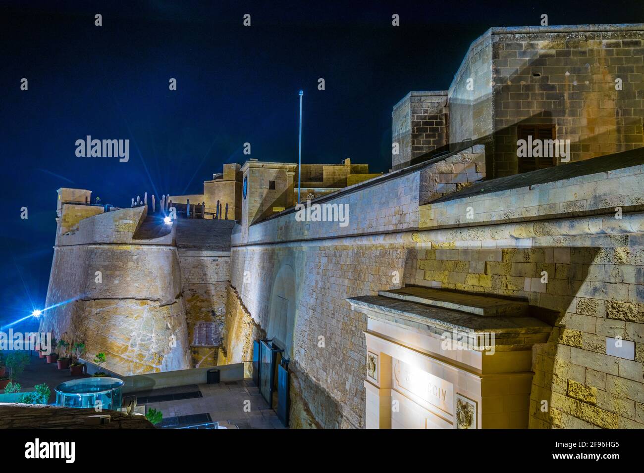 Night view of the Il-Kastell citadel in Victoria, Gozo, Malta Stock ...
