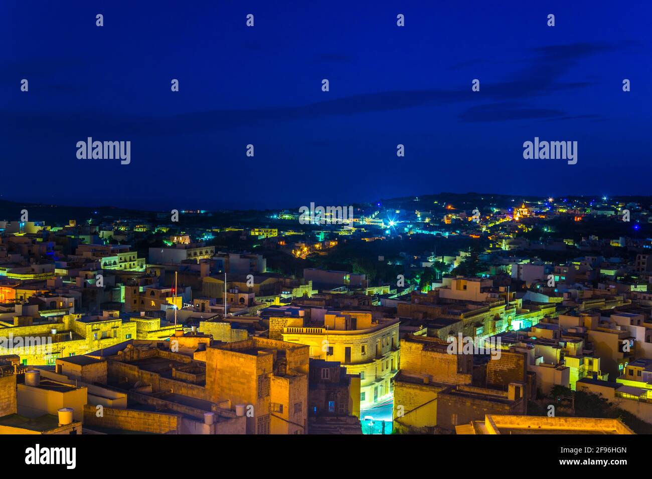 Aerial view of Victoria (Rabat) from the Il-Kastell citadel during ...