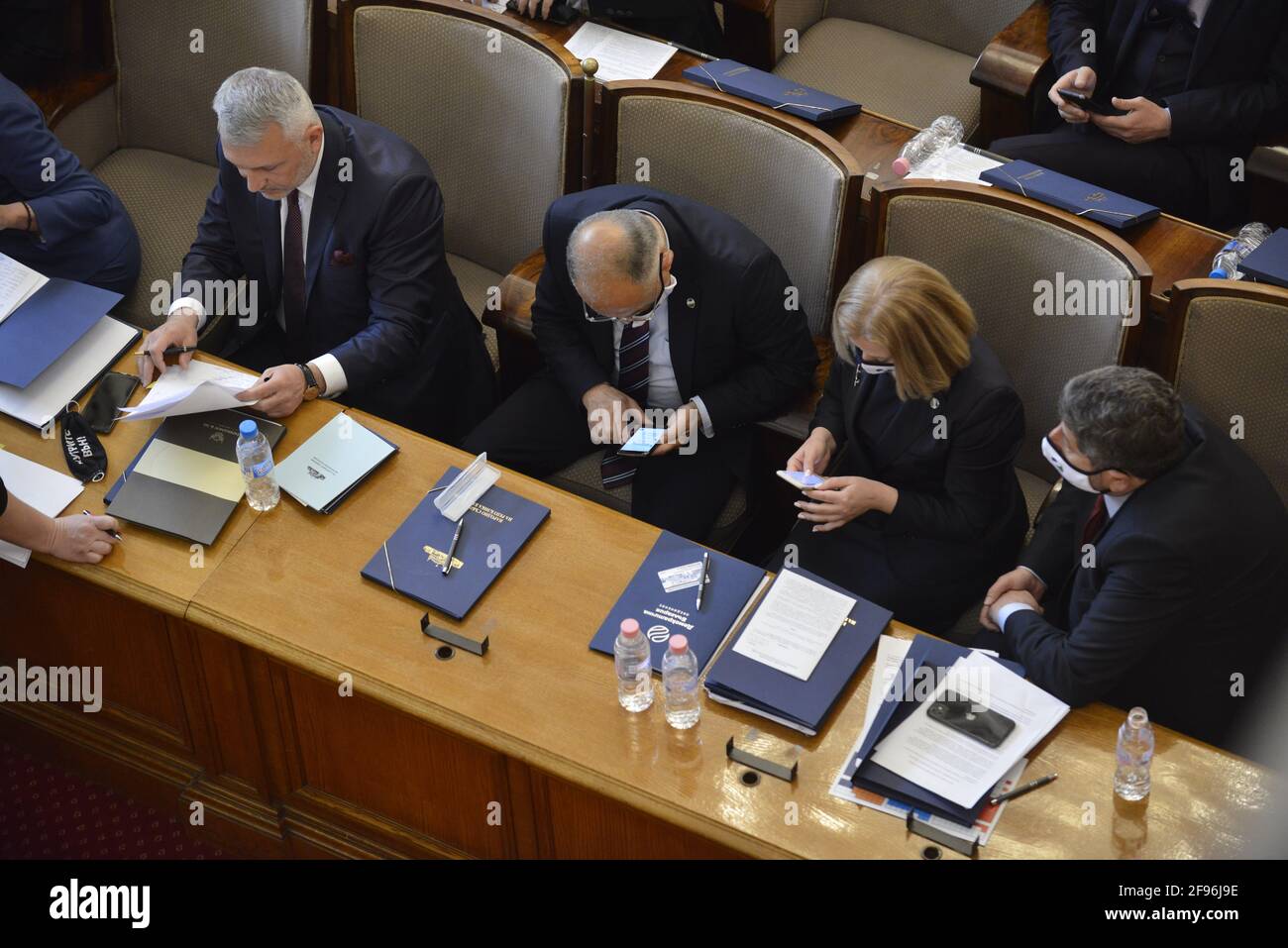 Sofia, Bulgaria - Apr 15 2021: Overview of National Assembly hall with ...