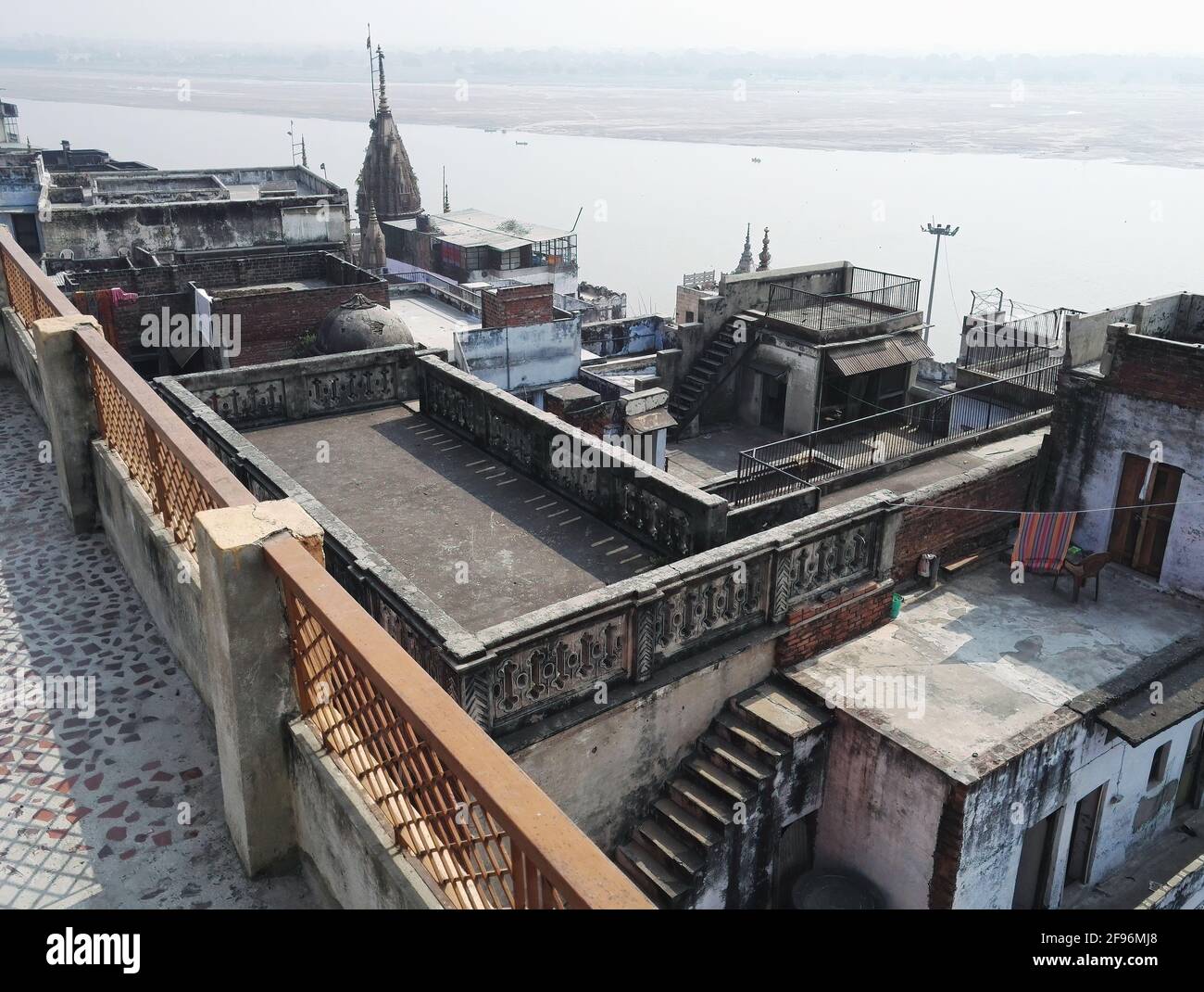 Varanasi, India - November 01, 2016: Ancient city connected rooftop ...