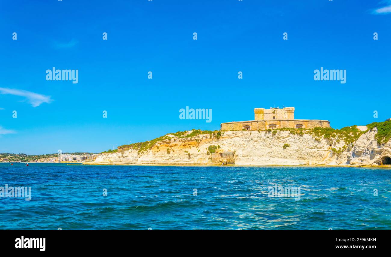 Saint Lucian's tower near Marsaxlokk in Malta Stock Photo - Alamy