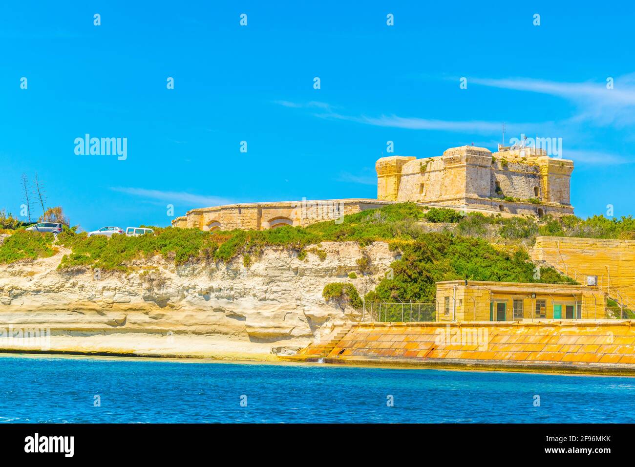 Saint Lucian's tower near Marsaxlokk in Malta Stock Photo - Alamy