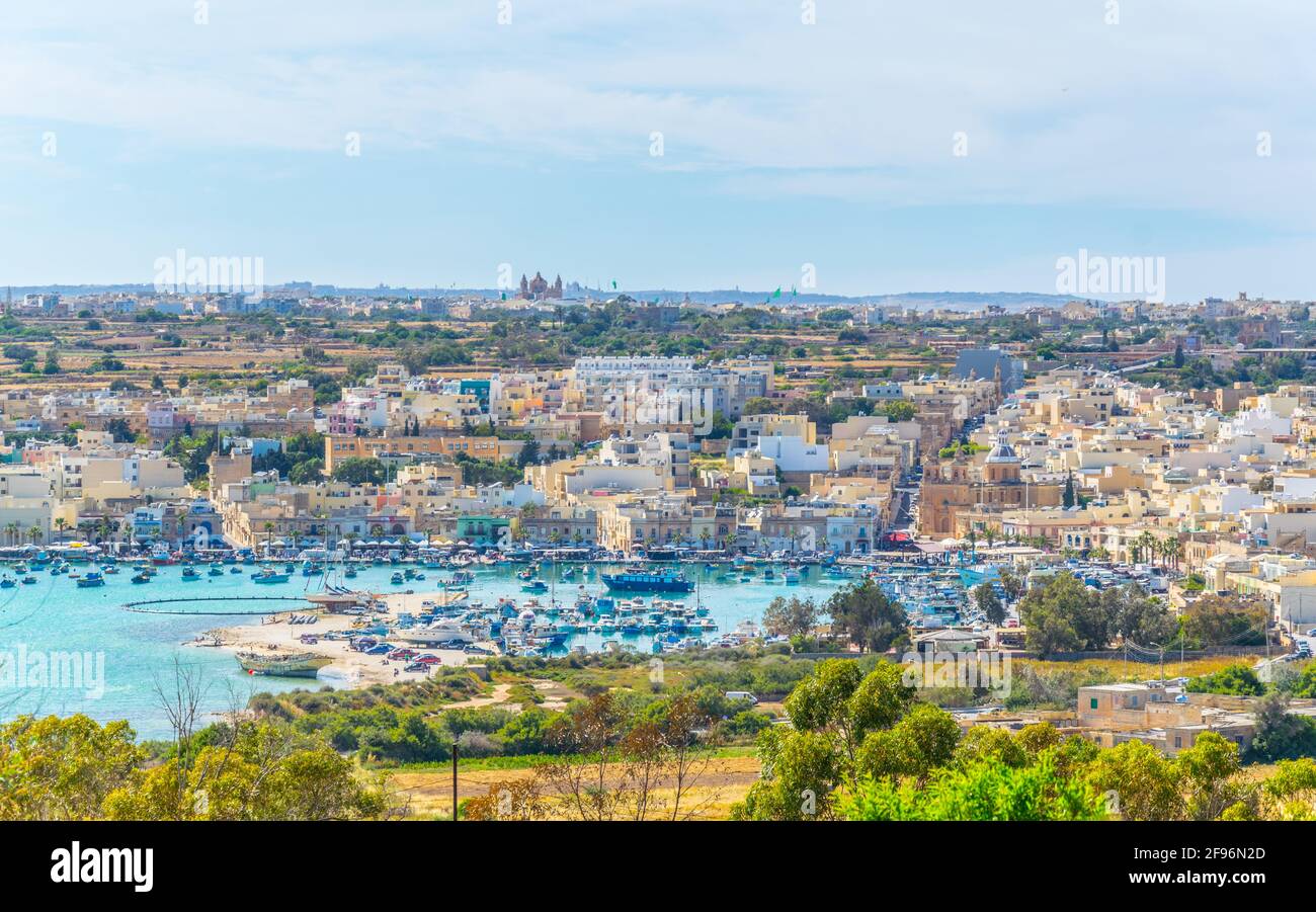 View of maltese city Marsaxlokk Stock Photo - Alamy