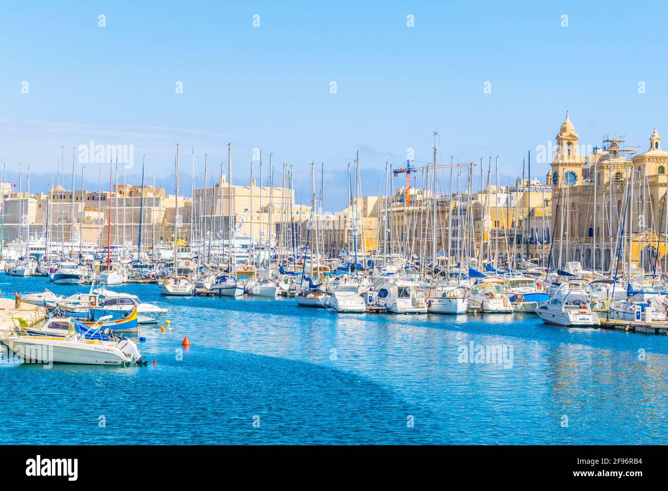 View of the grand harbour marina between Birgu and Senglea town, Malta ...