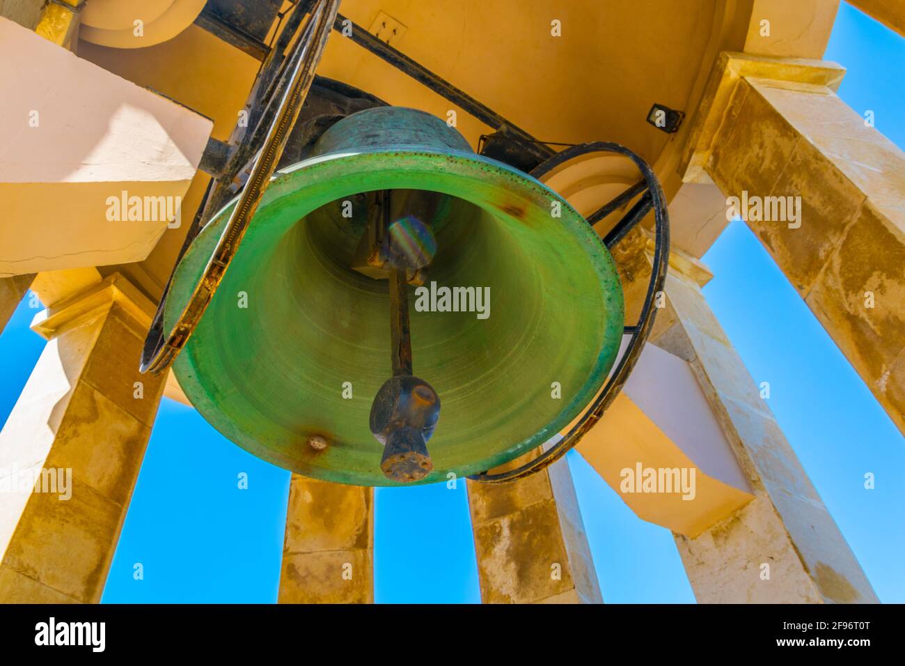 View of the siege bell in Valletta, Malta Stock Photo - Alamy