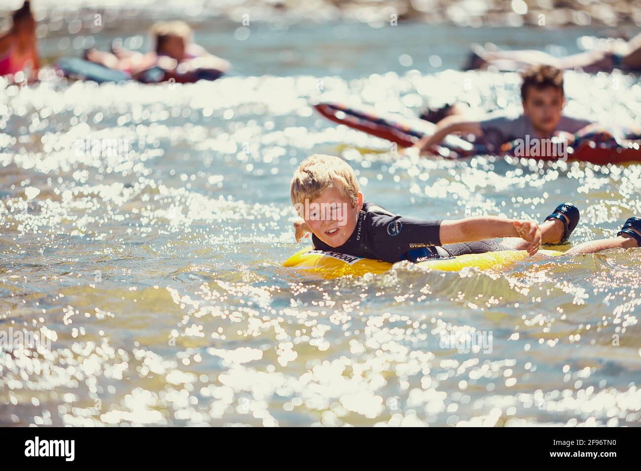 Splish, splash, we're having a blast floating on the river Stock Photo ...